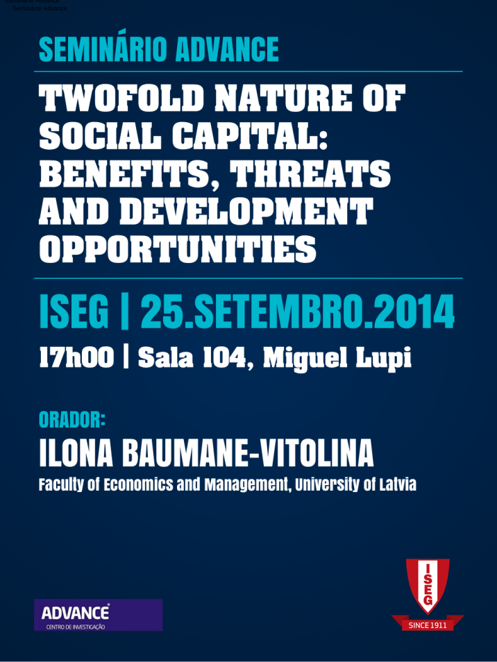 Seminário | Twofold nature of social capital: benefits, threats and ...